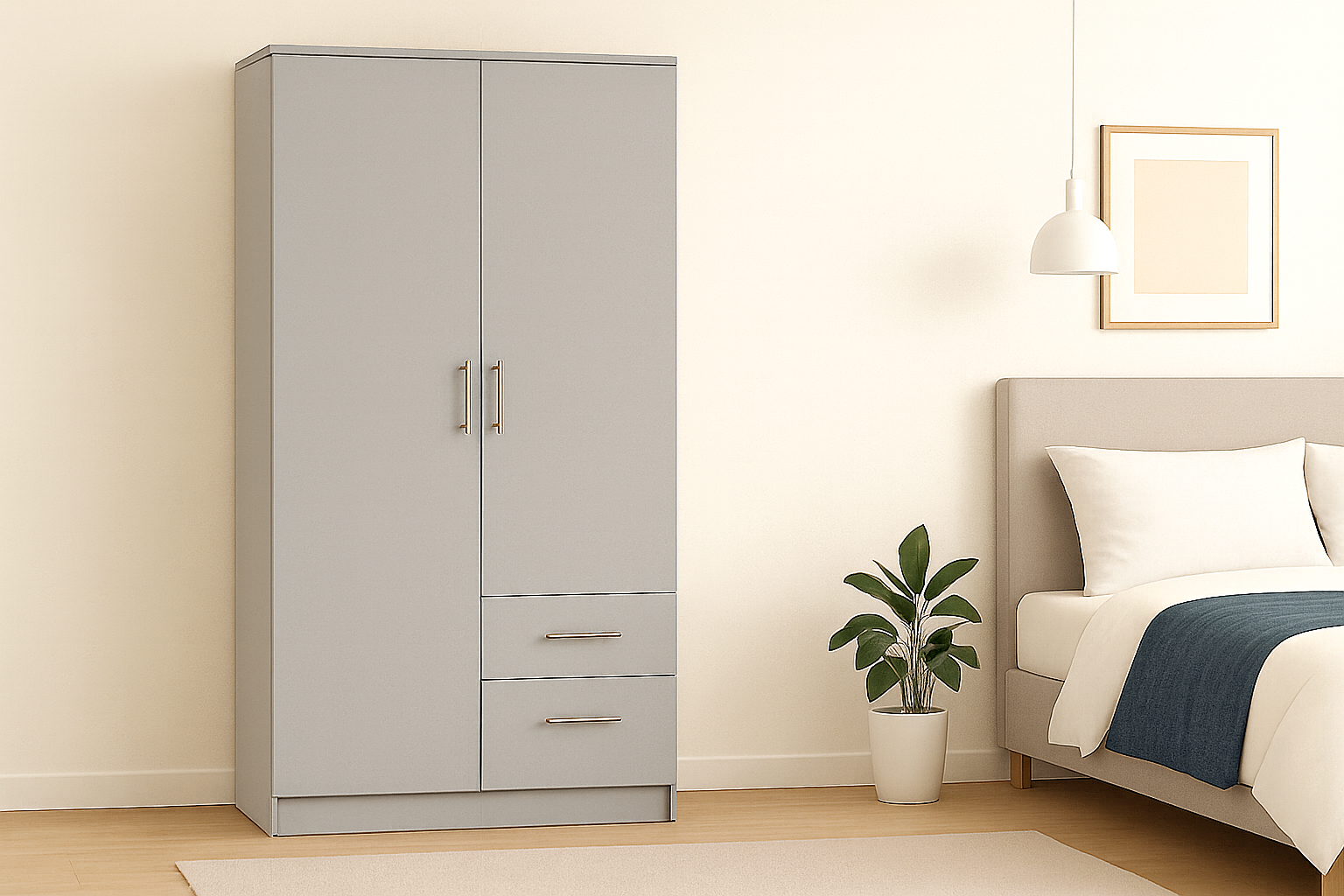 Two Door Grey Cupboard | Modern Storage | Budget Furn